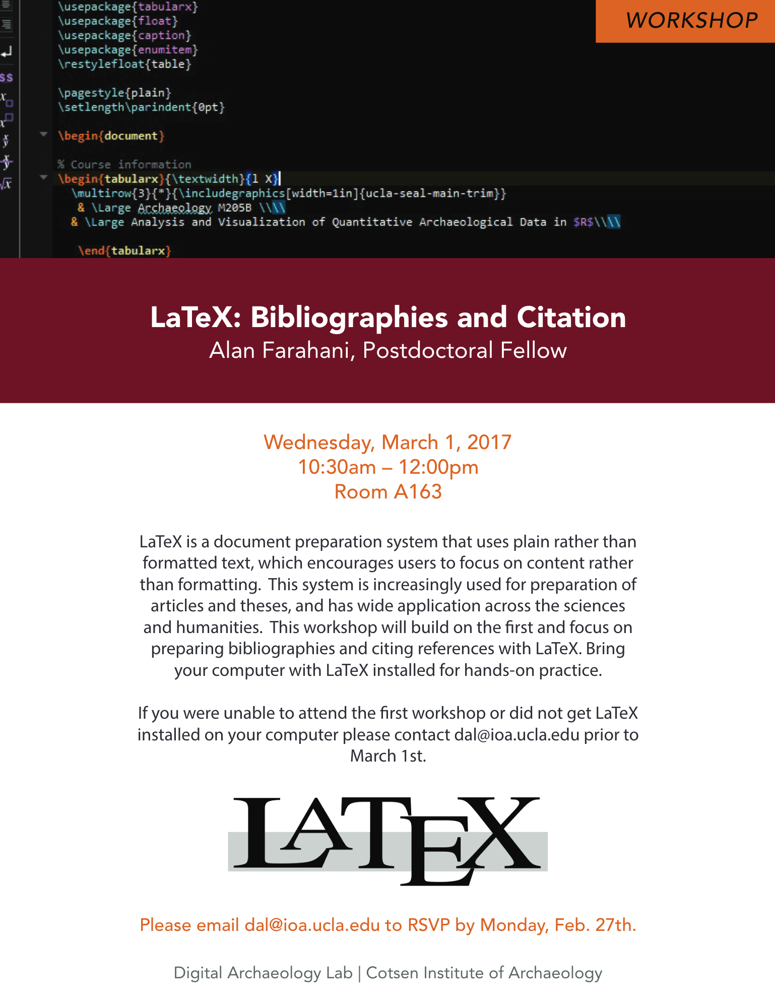 Workshops – Digital Archaeology Lab